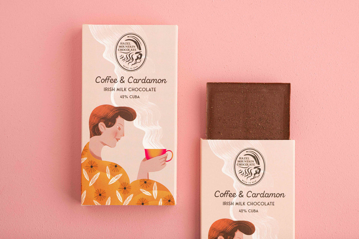 42% Milk Chocolate with Coffee Cardamon – Hazel Mountain Chocolate